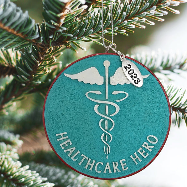 Healthcare Hero Caduceus Medical Symbol Ornament – Second Walnut